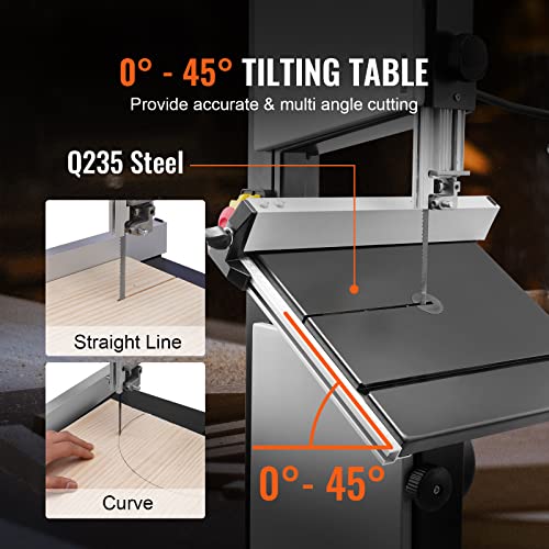 VEVOR Benchtop Band Saw, 10-Inch, Dual-Speed (560 & 1100 RPM), 370W 1/2HP Motor, Includes Metal Stand, Work Light, Fence, and Miter Gauge for Wood, Aluminum, Plastic Crafting