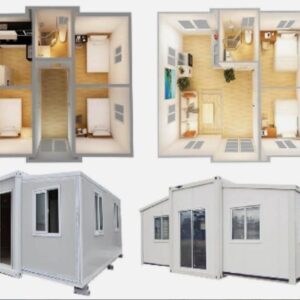 20ft Portable Prefabricated Tiny Mobile Home, Mobile Expandable Prefab House, 2 Bedrooms 1 Bathroom, Living & Kitchen,Spacious, Waterproof Expandable Container Houses