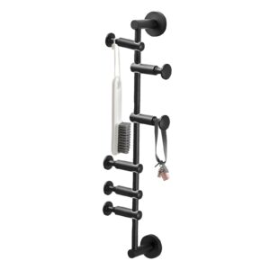 TFCFL Modern Wall Mount Coat Rack, 6 Brass Sleek Coat Hooks Rack, Vertical Coat Rack Wall Mounted Coat Hooks Coat Rack for Entryway Bedroom Coats Scarfs Bag Hat Umbrella Space Saving (Black)