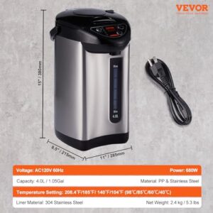 VEVOR Hot Water Dispenser 4.2 Qt/135 oz, Water Boiler and Warmer, 4 Warmer Temperatures, 3-Way to Dispense for Tea, Coffee and Baby Formula