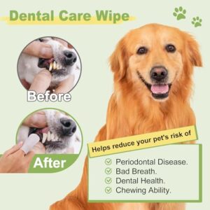 PTCLESCM Pet Teeth Cleaning Finger Wipes for Dogs & Cats,Pet Dental Finger Wipes for Cats,Cat &Dog Toothbrush,Dental Wipes for Cats&Dogs,Cat Finger Tooth Brush,50 Count