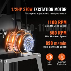 VEVOR Benchtop Band Saw, 10-Inch, Dual-Speed (560 & 1100 RPM), 370W 1/2HP Motor, Includes Metal Stand, Work Light, Fence, and Miter Gauge for Wood, Aluminum, Plastic Crafting