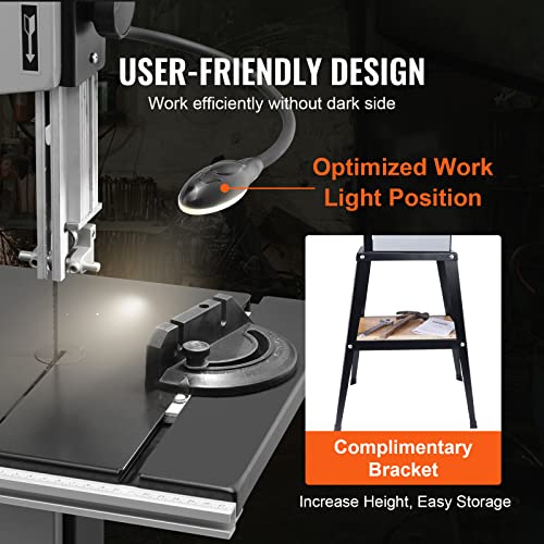 VEVOR Benchtop Band Saw, 10-Inch, Dual-Speed (560 & 1100 RPM), 370W 1/2HP Motor, Includes Metal Stand, Work Light, Fence, and Miter Gauge for Wood, Aluminum, Plastic Crafting