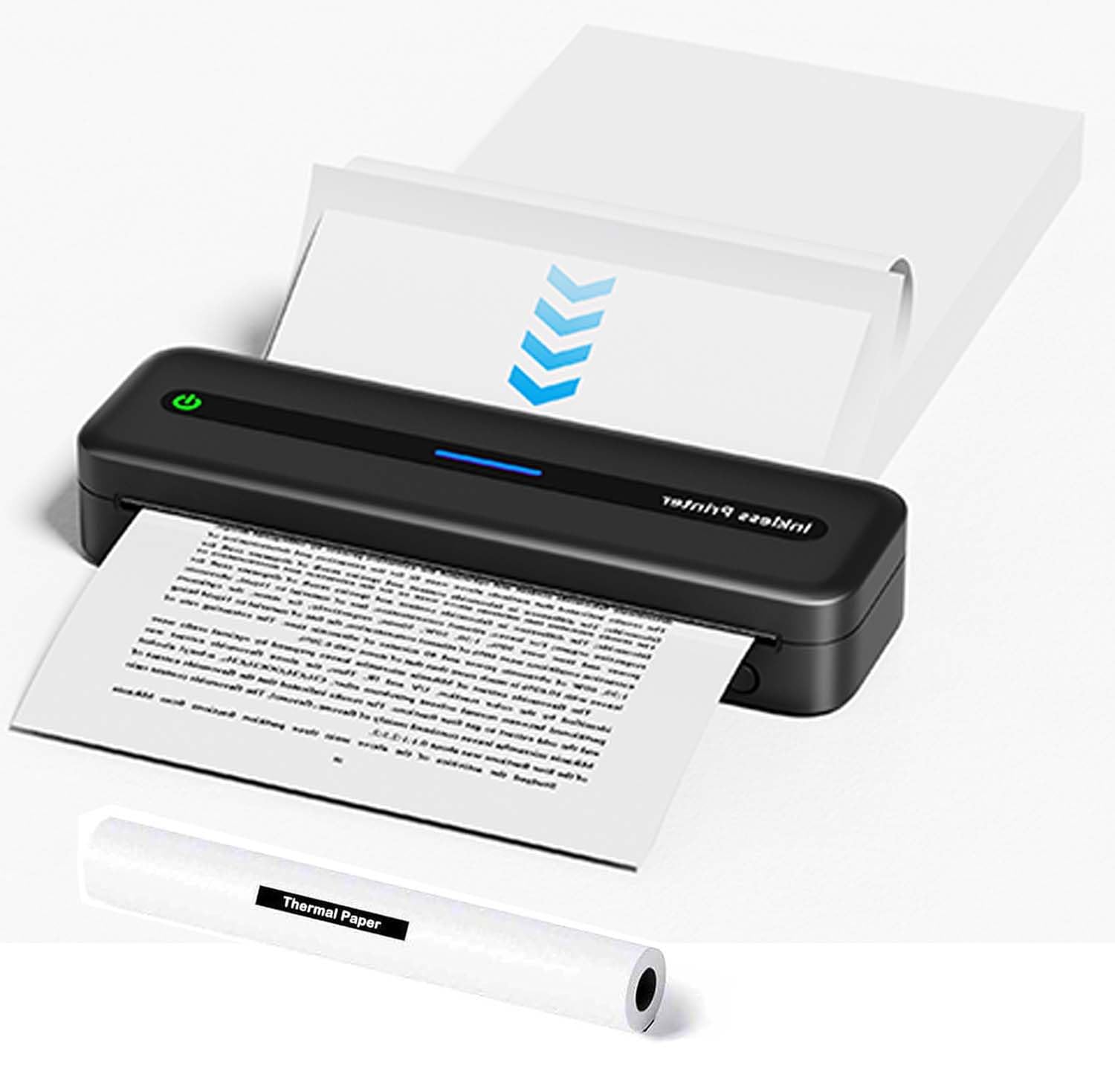 Zoolion 1 Wireless Portable Printer & 1 Thermal Paper Roll 8.5"x11" & 100 Folded Thermal Paper 8.5"x11"