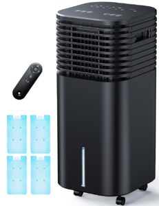 censtech 4-in-1 portable air conditioners, evaporative air cooler w/4 modes & 3 speeds, 15h timer for smart auto-off, 2-gal tank for 20h cooling,17ft remote,no hose needed,120°oscillating swamp cooler