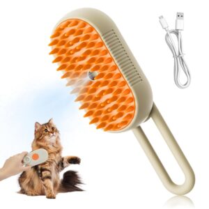 cat steam brush for shedding - 2025 new cat grooming brush with steam, rechargeable steam pet brush for dogs and cat,anti-static steam pet brush,massage, cleaning, shedding & combing all in one