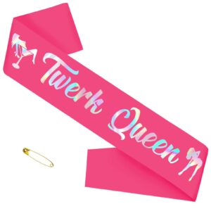 twerk queen sash with iridescent foil, hot pink twerk birthday sash, bachelorette sash, girls night sash, costume party sash, birthday, bridal shower, bachelorette party decorations, hen party favors