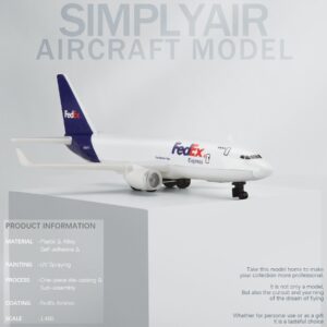 SimplyAir 1/400 FedEx Airplane Model Kits Plastic Airplane Model for Collection and Display