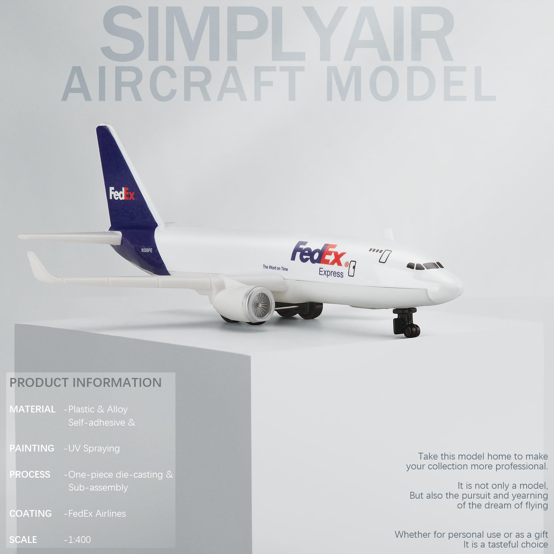 SimplyAir 1/400 FedEx Airplane Model Kits Plastic Airplane Model for Collection and Display