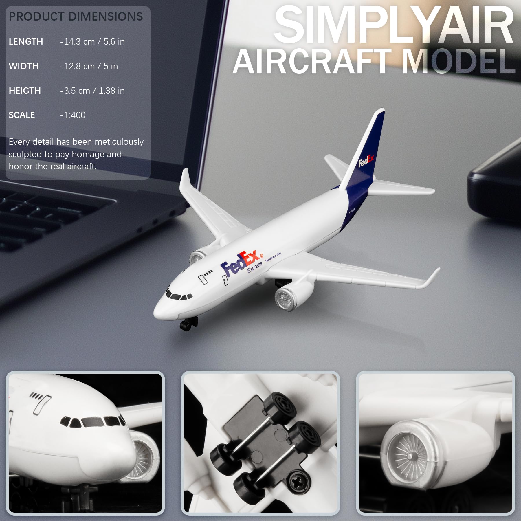 SimplyAir 1/400 FedEx Airplane Model Kits Plastic Airplane Model for Collection and Display