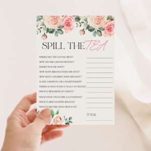 50 Spill The Tea Party (50-Cards) Fun Bridal Shower Game Activity, Who Knows the Bride Best, Decorations, Engagement Party, Rehearsal Dinner, Bridgerton