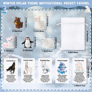 Suzile 50 Set Employee Appreciation Gifts Bulk Winter Polar Animal Figures Thank You Holiday Gift Pun Inspirational Cards for Coworker Funny Resin Penguin Polar Bear Fox Alpaca Pony Office Favor