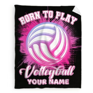 custom volleyball throw blanket - 60x50 inches throw size blanket for teens, girls - cozy comfortable blankets for bed, couch - volleyball blanket gift for volleyball team