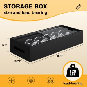 heycode Under Bed Storage with Wheel,Large Under Bed Clothe Storage Box with Clear Glass Lids,Rolling Under Bed Metal Drawer for Clothes,Shoes,Toys,Books,Bedding