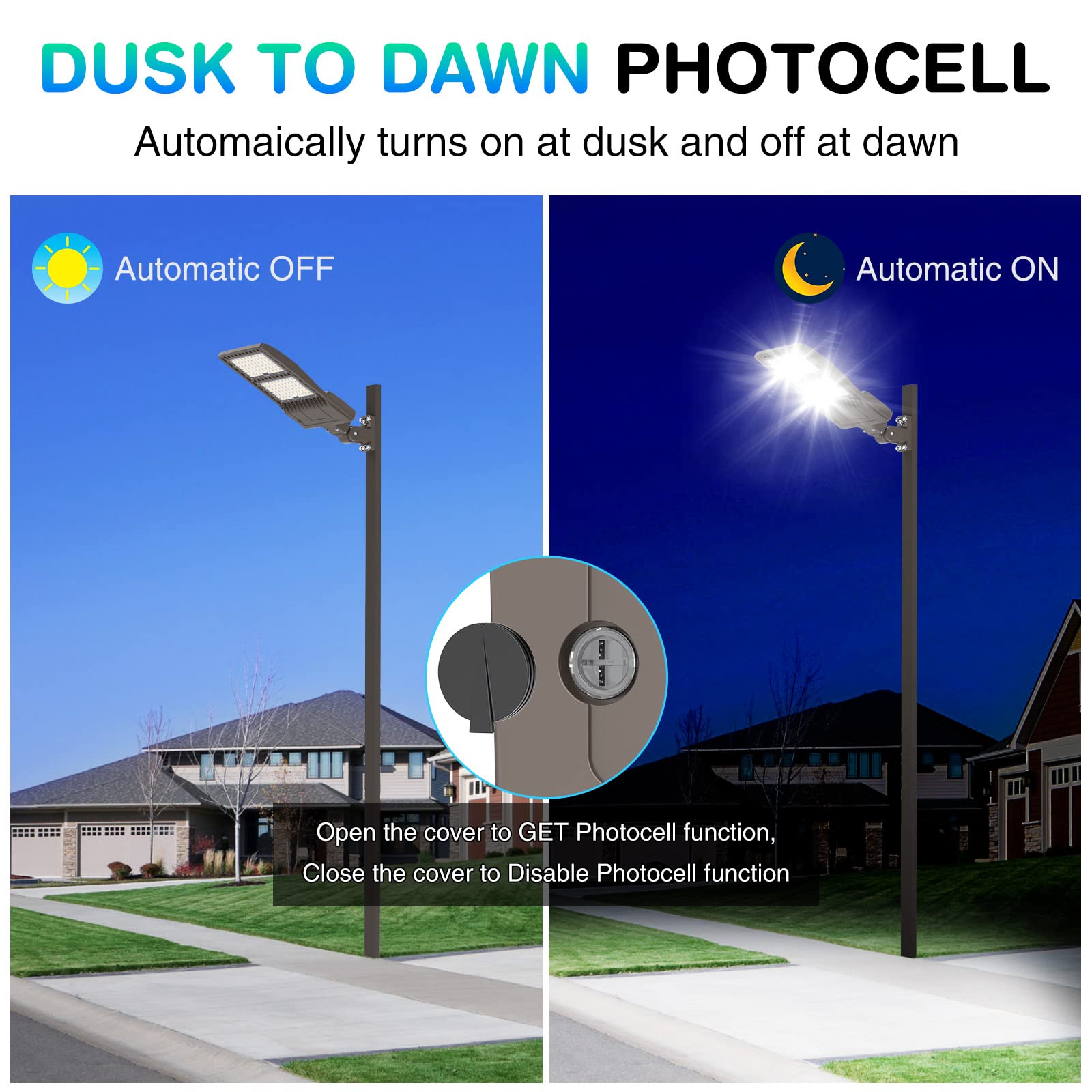 400W LED Parking Lot Light 56000LM with Photocell, 5000K Shoebox Pole Light with Arm Mount AC100-277V, UL DLC ETL Listed, IP65 Waterproof Commercial Street Area Lighting for Driveway/Roadway/Yard