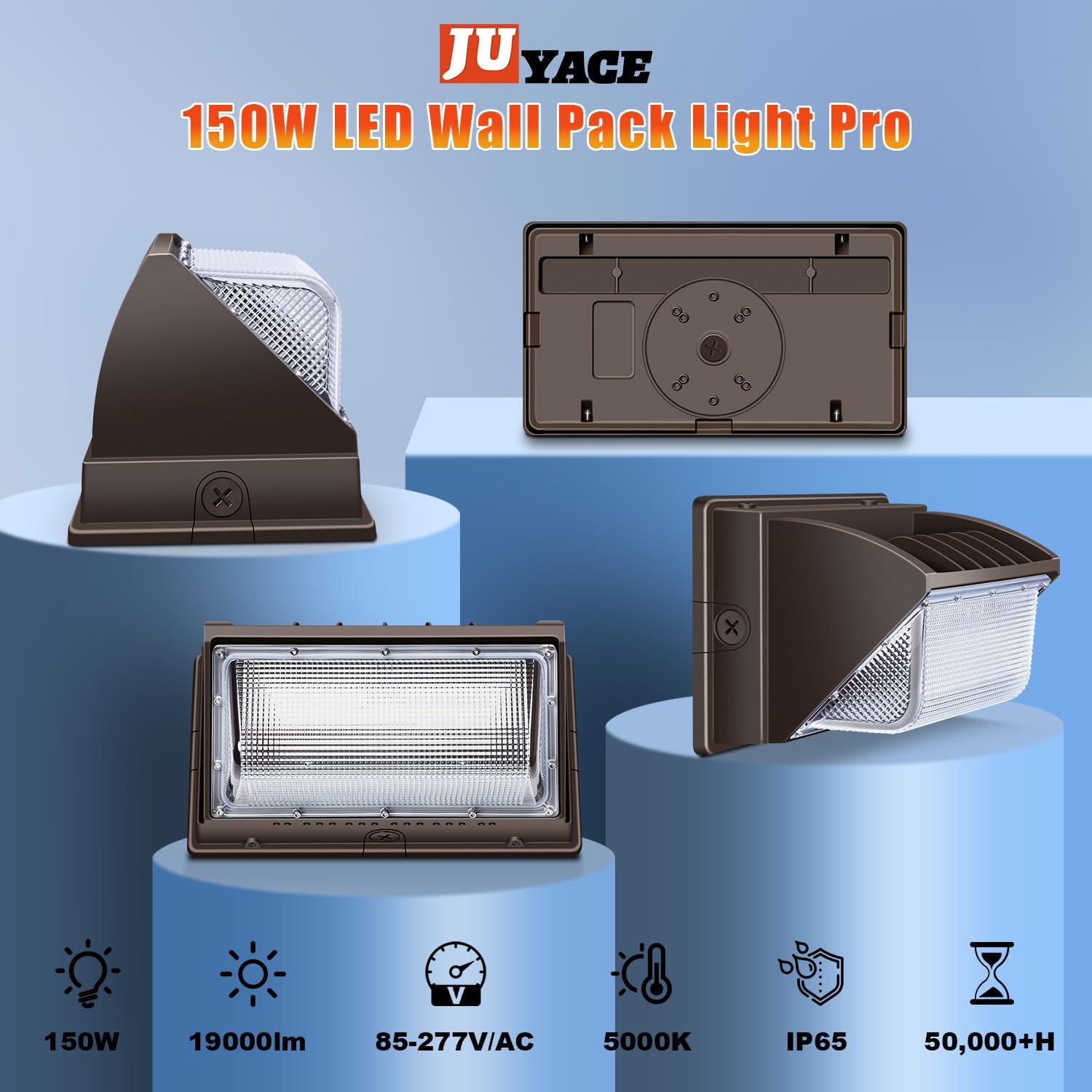 Juyace 150W led Flood Light AND150W LED Wall Pack Light with Photoelectric