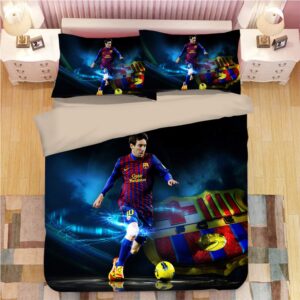 Bedding Cartoon Duvet Cover for Kids Football Superstar Cute Bedding Sets 3D Printed Lightweight 3 Pieces Duvet Cover Sets with 1 Duvet Cover and 2 Pillow Pillowcases for Adult (Twin, P1)