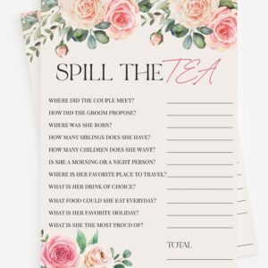 50 Spill The Tea Party (50-Cards) Fun Bridal Shower Game Activity, Who Knows the Bride Best, Decorations, Engagement Party, Rehearsal Dinner, Bridgerton