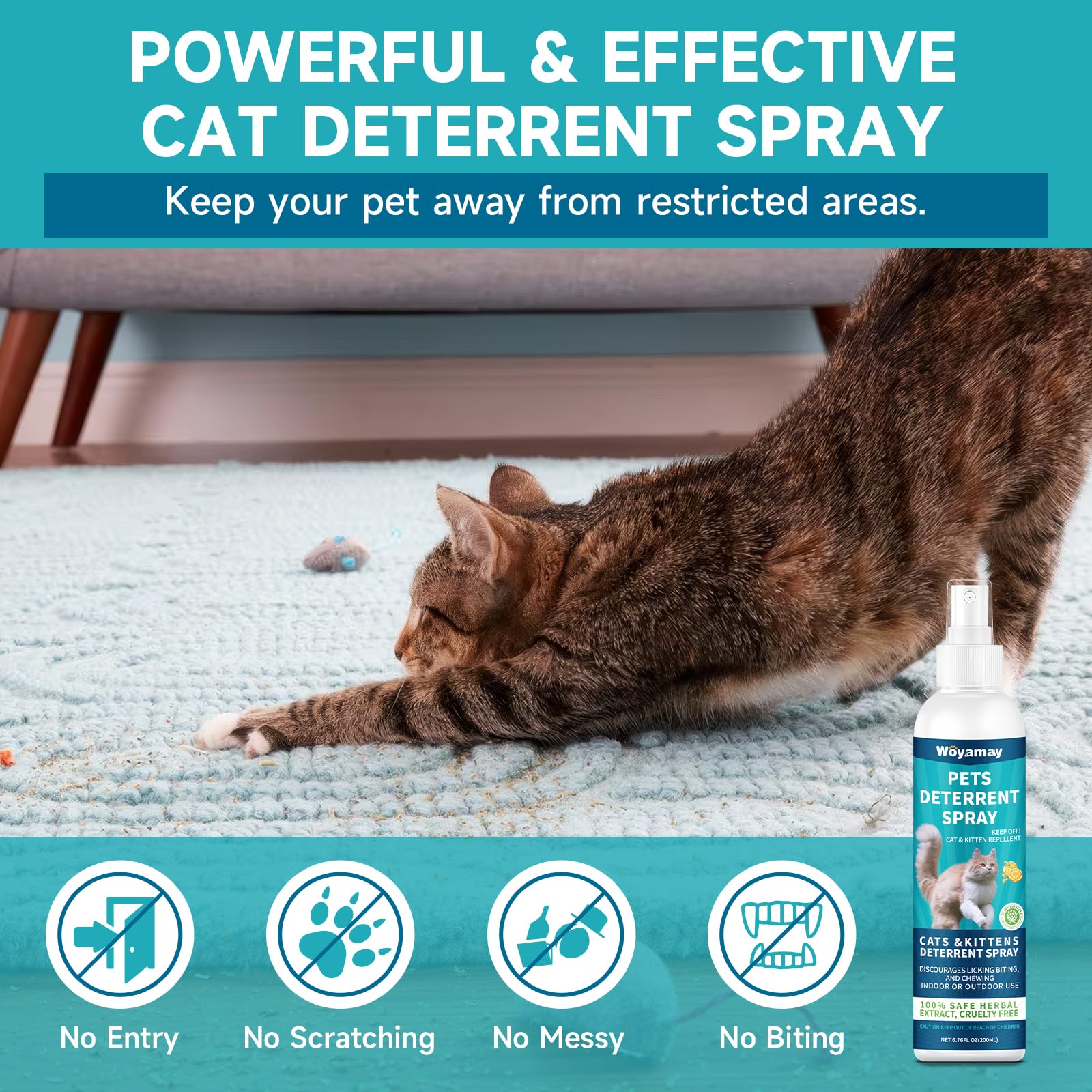 Cat Deterrent Spray, Eye Wipes for Dogs & Cats, Cat Scratch Deterrent for Furniture Indoor & Outdoor, Prevent Scratching, Digging & Chewing, 200 Count Cat Dog Eye Wipes Tear Stain Remover Eye Debris