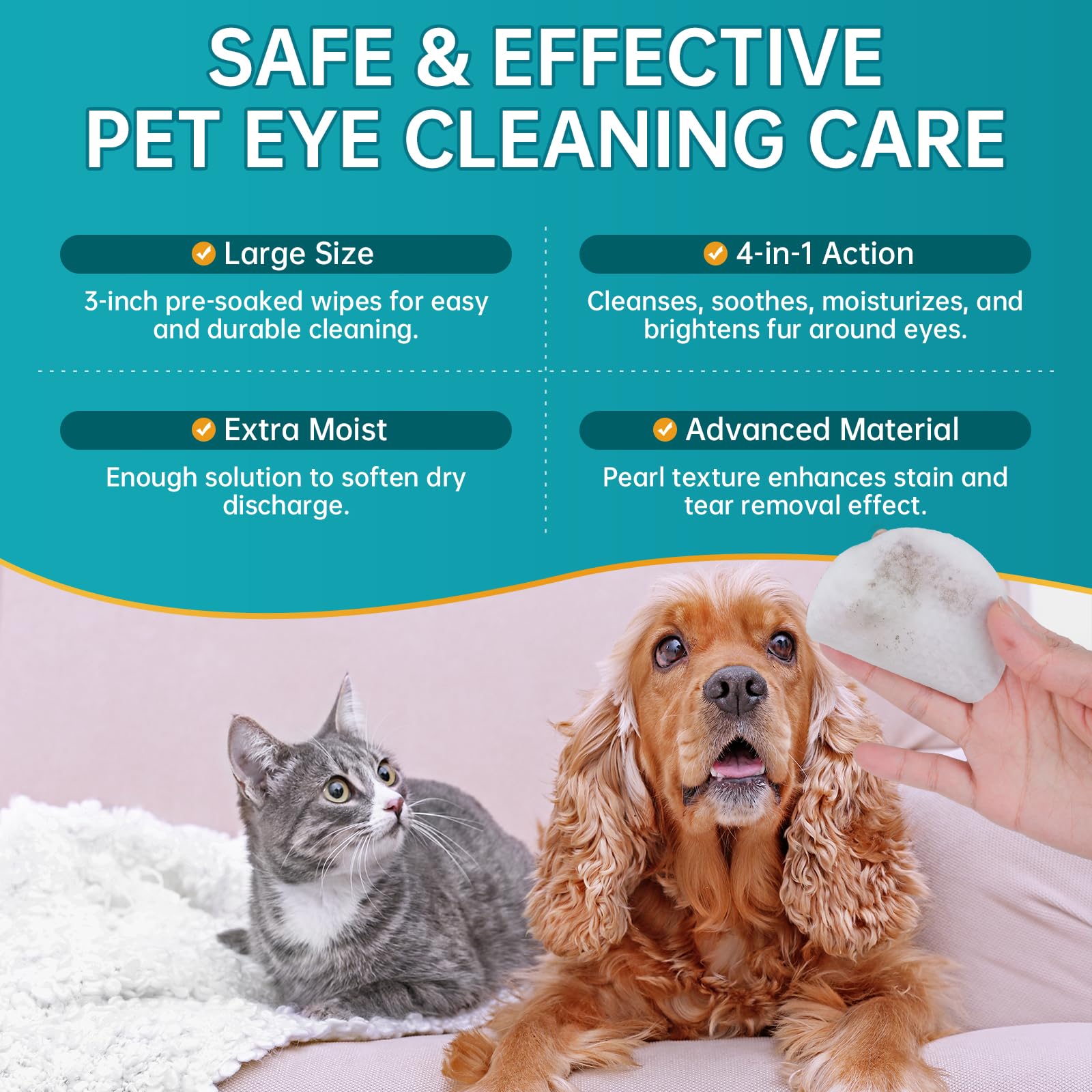 Cat Deterrent Spray, Eye Wipes for Dogs & Cats, Cat Scratch Deterrent for Furniture Indoor & Outdoor, Prevent Scratching, Digging & Chewing, 200 Count Cat Dog Eye Wipes Tear Stain Remover Eye Debris