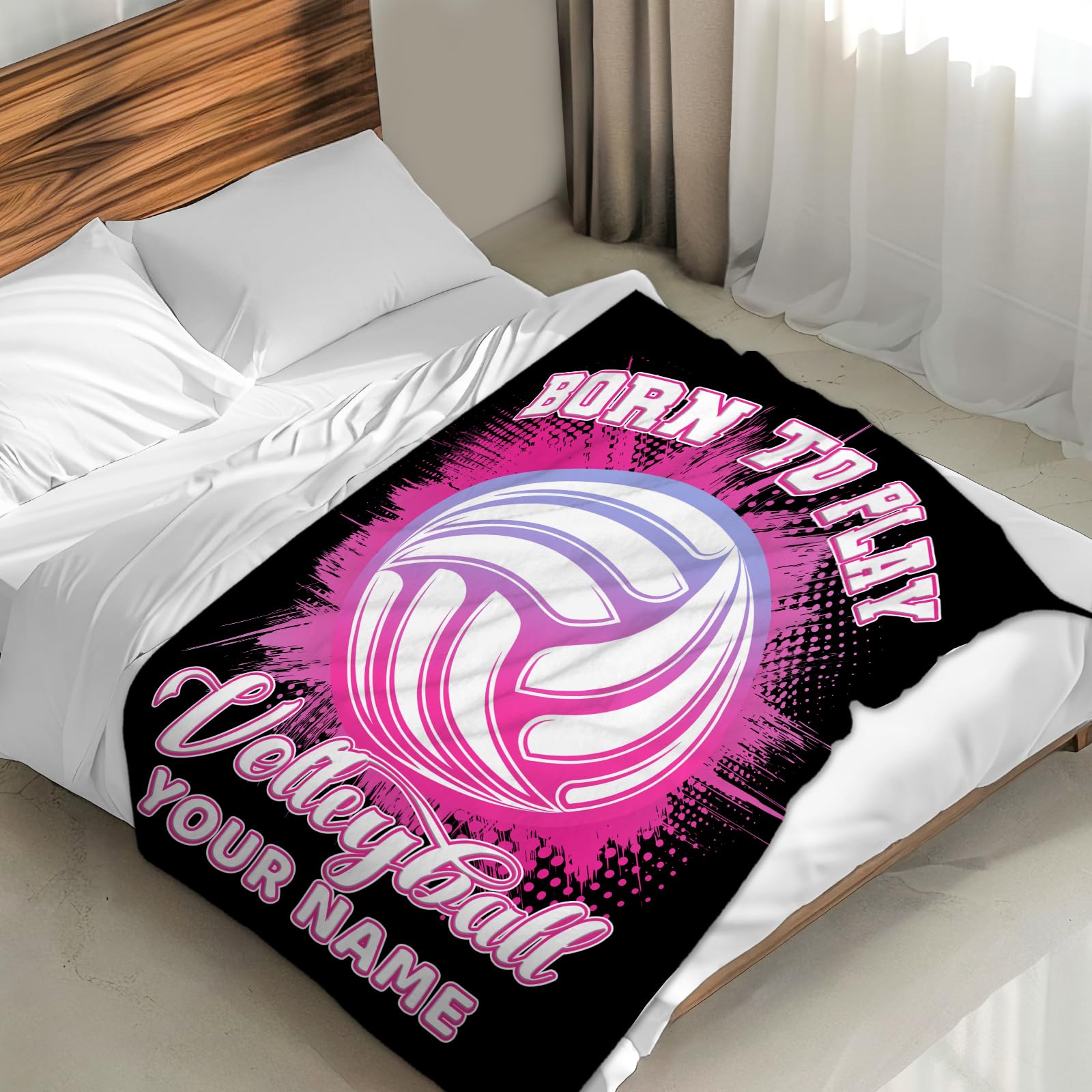 Custom Volleyball Throw Blanket - 60x50 Inches Throw Size Blanket for Teens, Girls - Cozy Comfortable Blankets for Bed, Couch - Volleyball Blanket Gift for Volleyball Team