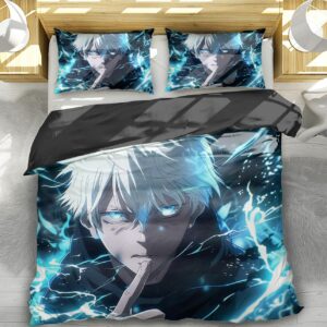 GSHLGAO Anime Duvet Cover Set, Japanese Anime Bedding Set, Anime Themed Bedroom Decoration Bed Set for Kids, Teens, Boys, and Girls, with 2 Pillowcases (image1,Twin 68x86in + 20x30in*2)