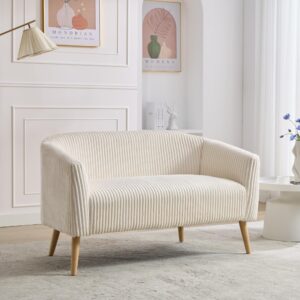 chifee & vingol 50.8" w small loveseat sofa with wood legs,ivory