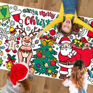 tetor christmas giant coloring poster/tablecloth-christmas crafts for kids-30 x 72 inches jumbo paper coloring banner kids gifts activities toys party decorations (christmas)