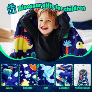 WMBLKT Dinosaur Blanket Glow in The Dark 40"x 50"Dino Blanket Throw Dinosaur Gifts for Kids Boys Girls