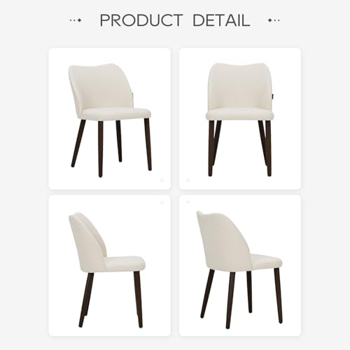 COLAMY Upholstered Dining Chairs Set of 4, Modern Fabric Dining Room Kitchen Side Chair with Padded Seat and Wood Legs for Restaurant/Cafe, Beige