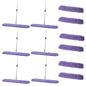 tidy tools 36 inch purple dust mop with extendable handle and 36 inch purple dust mop refill bundle - 6 mop sets and 6 refills