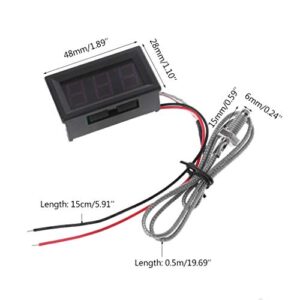 QIXIAMO 0.28" Digital Temperature Meter with 1m Metal Probe Car Internal External Use for Conditioner Room -20℃~100℃