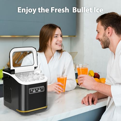 Electactic Ice Maker Machine Countertop Portable Compact Small Bullet Ice Maker with Self Cleaning,9 Cubes in 6 Mins,26lbs in 24Hrs, for Camping Dorm Home Outdoor