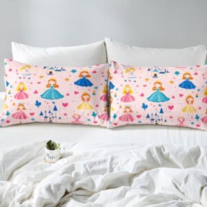 Feelyou Kids Dreamy Princess Duvet Cover King Size, Castle Bedding Set Boys Girls Magic Castle Comforter Cover Cute Cartoon Teens Bedspread Cover Bedroom Decor Quilt Cover (No Comforter)