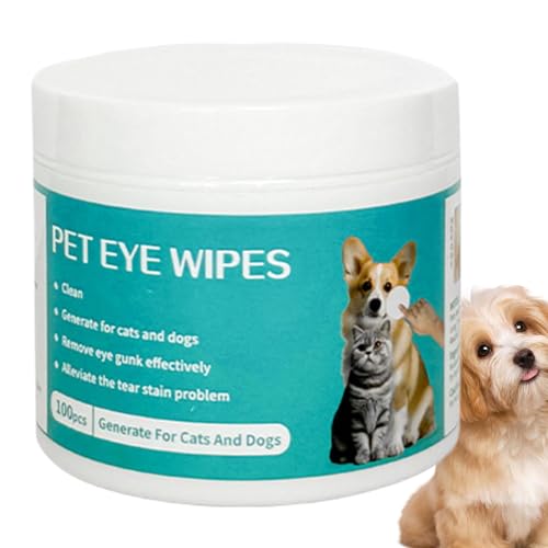 Tear Stain Wipes, Eye Cleaner Pads, 100 Count Dog Eye Cleaner Tear Stain Remover, Eye Cleaning Wipes, Convenient Cleaning Pads, Eye Cleaning Wipes, Grooming Kit, Tear Stain Pads for Pets,