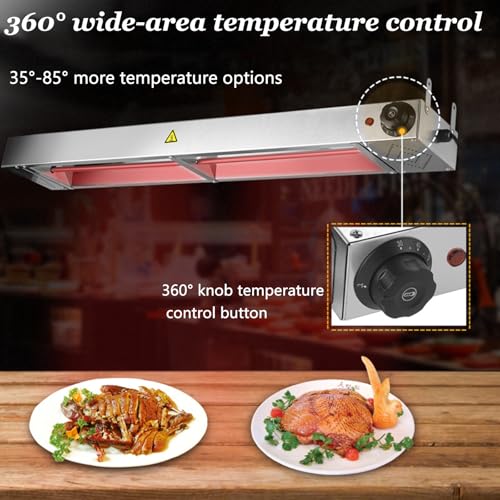 Food Heat Lamp,Commercial Food Warmer,Food Bar Heater Overhead Warmer,Hanging Food Utensils Heating Lamps for Buffet Kitchen Hotel Restaurant,HeatingTube-1610W