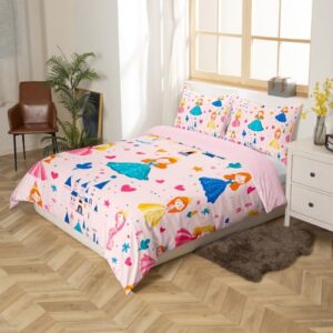 Feelyou Kids Dreamy Princess Duvet Cover King Size, Castle Bedding Set Boys Girls Magic Castle Comforter Cover Cute Cartoon Teens Bedspread Cover Bedroom Decor Quilt Cover (No Comforter)