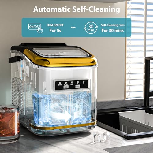 Electactic Ice Maker Machine Countertop Portable Compact Small Bullet Ice Maker with Self Cleaning,9 Cubes in 6 Mins,26lbs in 24Hrs, for Camping Dorm Home Outdoor