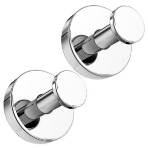 kalotidy suction cup hooks for shower, bathroom, glass window, hanging loofah, towels, coats, robes, kitchen and door hanger, heavy-duty metal hooks, waterproof and removable,2 pack (chrome)