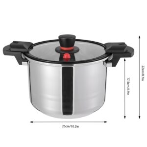 Bokknppo 7.4Qt Pressure Cooker Stainless Steel Pressure Pot 60Kpa Heating Pressure Tank Pressure Canner with Pressure Valve for Gas Stove Induction Cooker