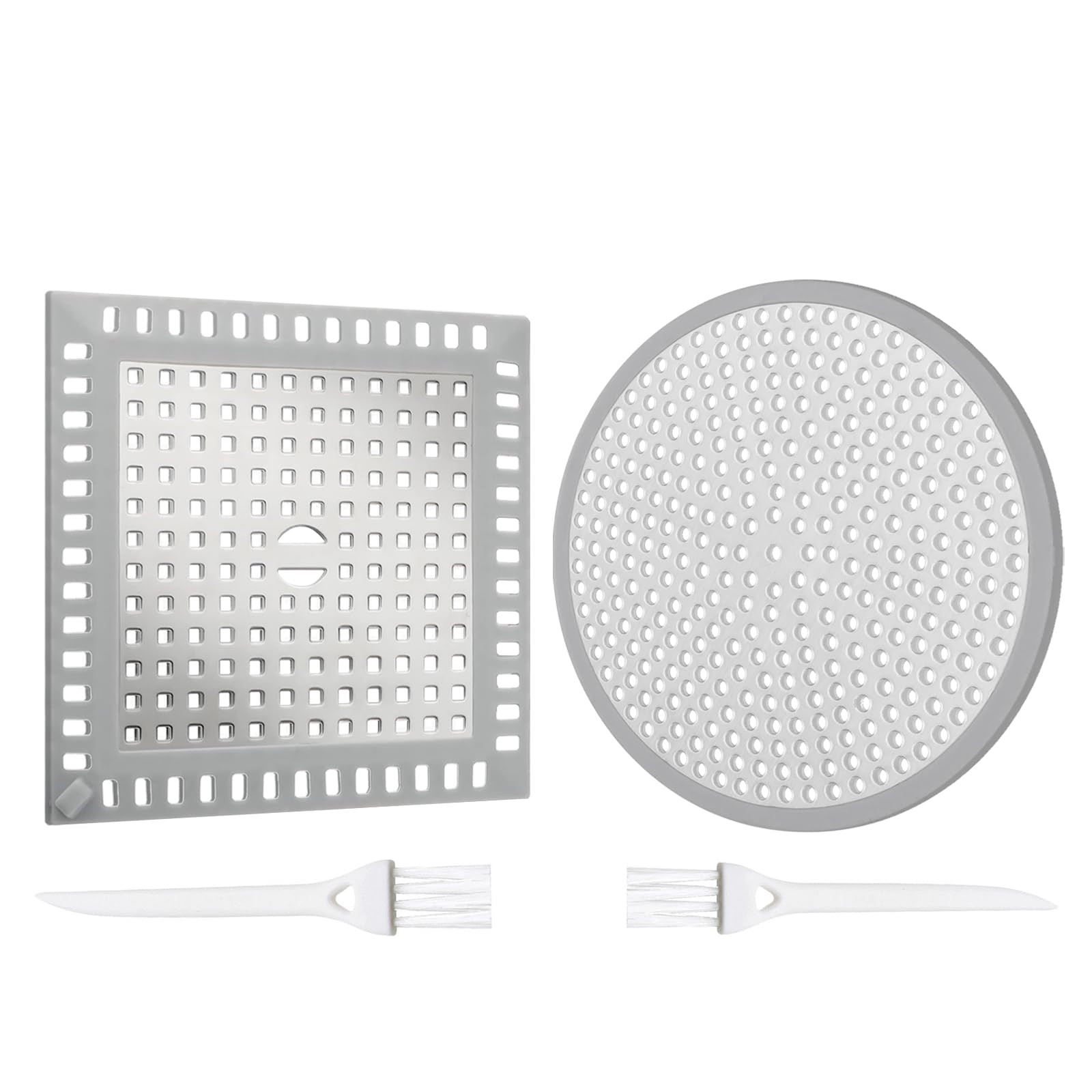 Shower Drain Hair Catcher, 2 Pcs Shower Hair Drain Catcher Stainless Steel Hair Catcher Shower Drain Cover for Shower Bathtub Bathroom Floor Kitchen Sink, Bathtub Drain Hair Catcher (Square+Round)