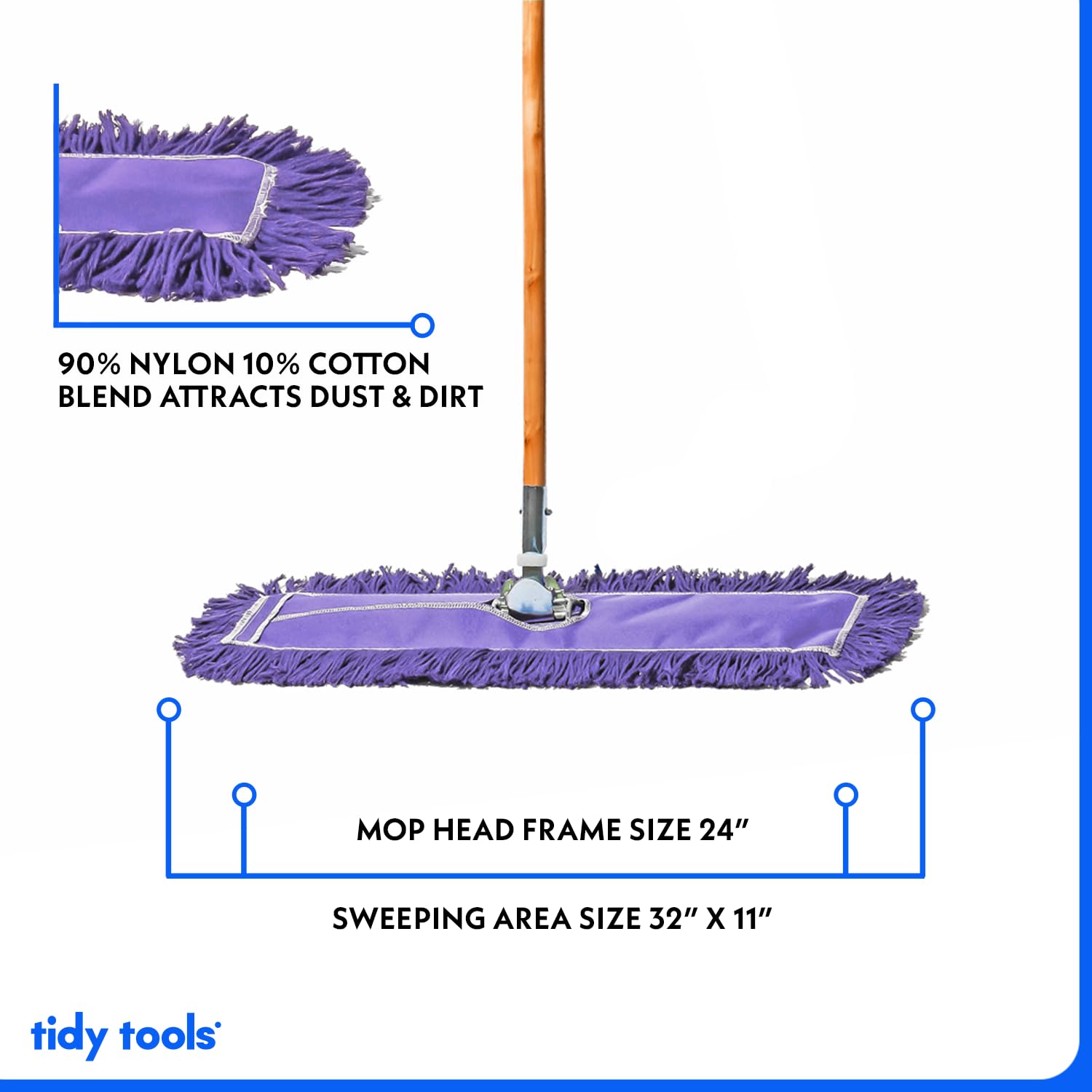 Tidy Tools 24 Inch Purple Dust Mop with Wood Handle and 24 Inch Purple Dust Mop Refill Bundle - 2 Mop Sets and 4 Refills