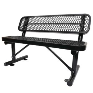 phyfalip 4 ft. outdoor steel bench patio porch furniture with backrest for lawn, yard, porch, garden work, entryway, black