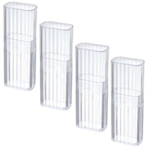 Cotton Swab Travel Case Cotton Swab Holder, 4Pcs Clear Plastic Flosser Dispenser With Lid, Portable Cotton Swab Travel Case, 0.8X1.3X4.1" Travel Containers For Hair Ties Floss Band-Aids, Toothpicks