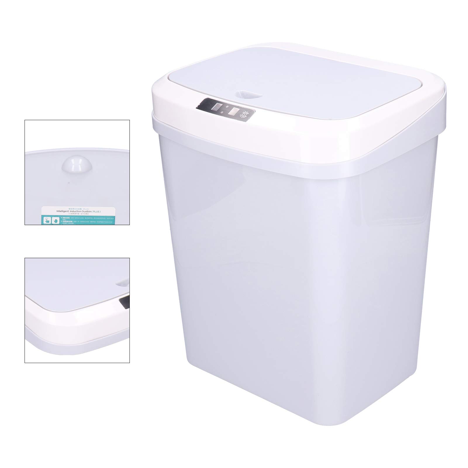 Denominate Intelligent Waste Bin 15L Infrared Induction Trash Can with Lid Gray for Home Office Kitchen Use