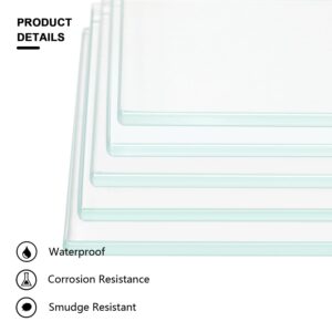 5 pcs 12" x 12" Tempered Rectangle Glass Floating Shelve for Wall-3/16 Thick -Pencil Polished Float（Without Stent ）