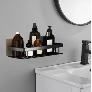 Wall Mounted Bathroom Shelves - Punch- Bathroom Rack, Over Toilet Floating Shelves | No Drilling Bedroom Floating Shelves for Bathroom, Wall-Mounted Sink Bathroom Shelves Over Toilet