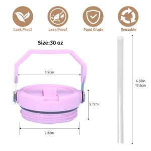 30 oz Tumbler Flip Straw Lid Replacement Fit Compatible with Stanley IceFlow Cup,2 PCS Spill Proof Splash Resistant and Leak Proof Lids,Reusable Tumbler Cover Compatible with Stanley 30 oz Cup (Pink)