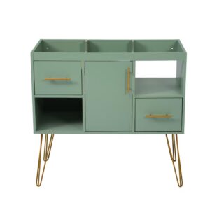 merax 36" bathroom vanity without sink, modern freestanding bath room storage cabinet with 2 drawers & 2 compartments, solid wood frame, green