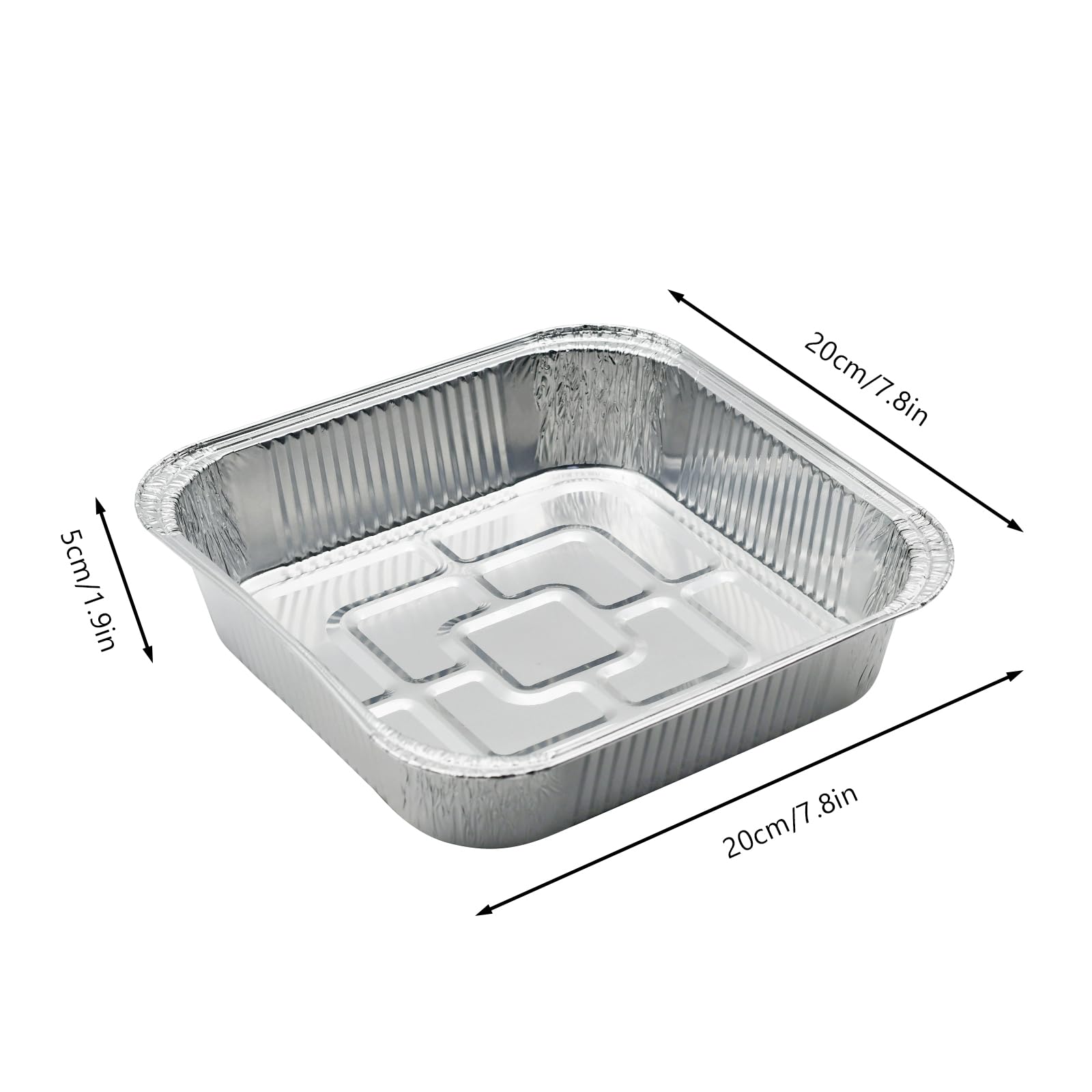 BSDLZCH 8x8 Aluminum Foil Pans, 60 Pcs Disposable Aluminum Tin Foil Baking Pans 8 Inch Square Aluminum Tray Cake Pan Tin for Baking, Cooking, Heating, Freezing, Prepping Food